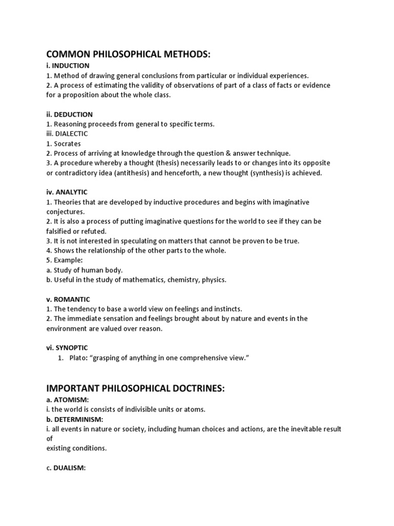 An Extensive Overview of Major Philosophical Methods, Doctrines, Fields ...