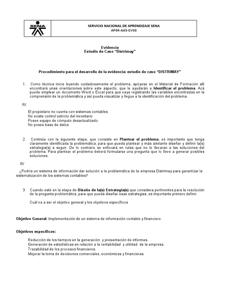AP04-AA5-EV08. Transversal. Estudio de Caso "DISTRIMAY" | PDF | Caso de estudio | Pequeñas y ...