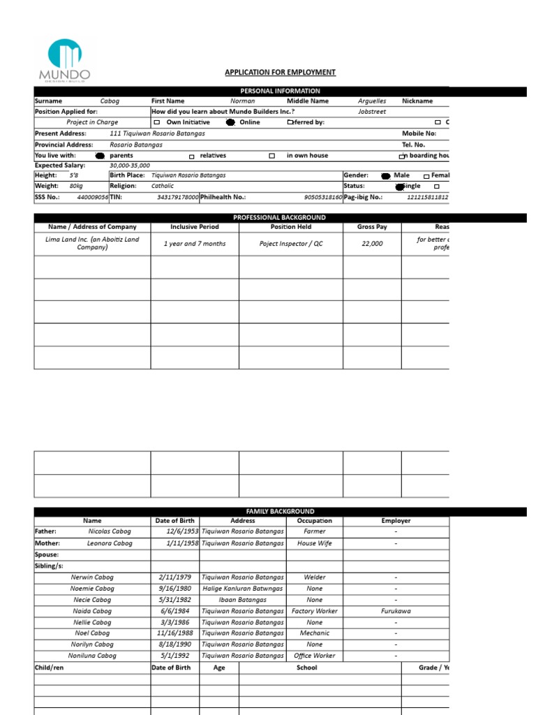 Application For Employment | PDF | Social Institutions | Social Science