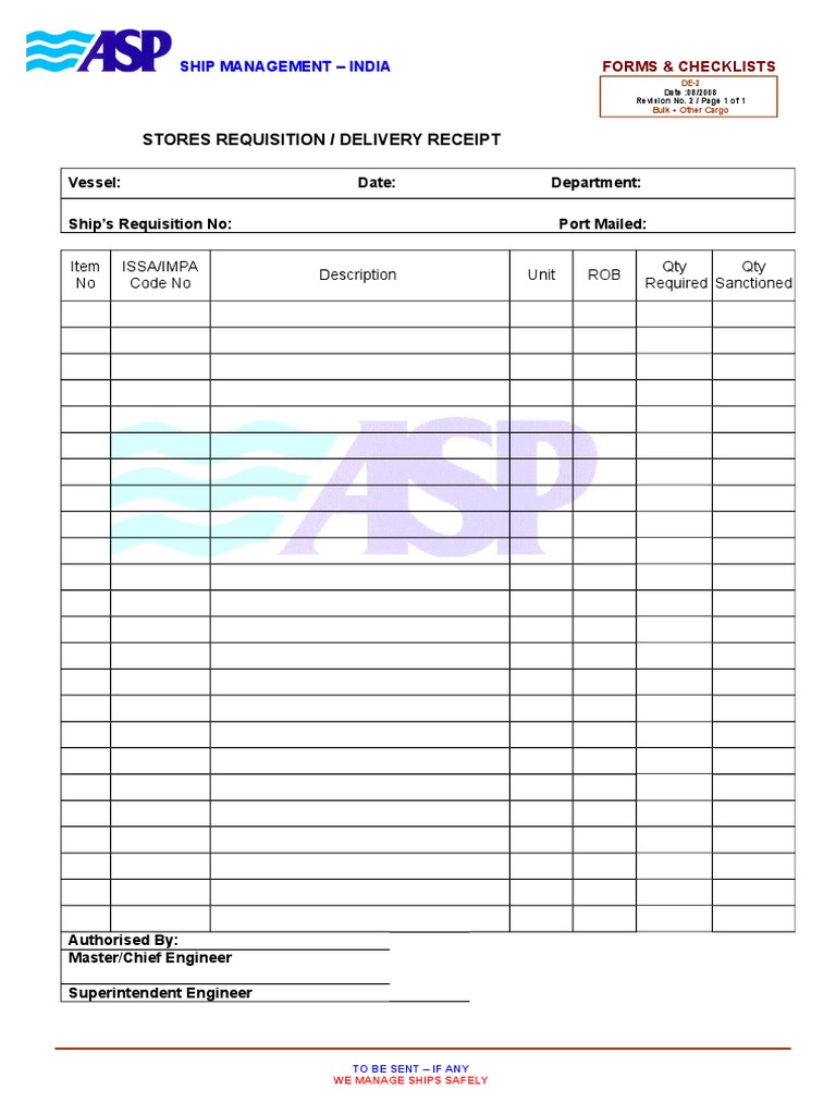 De-2 - Stores Indent Form | PDF