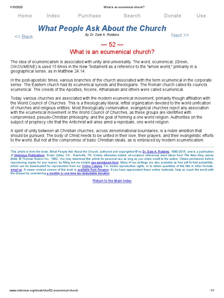 What Is An Ecumenical Church | PDF | Ecumenism | Christian Church