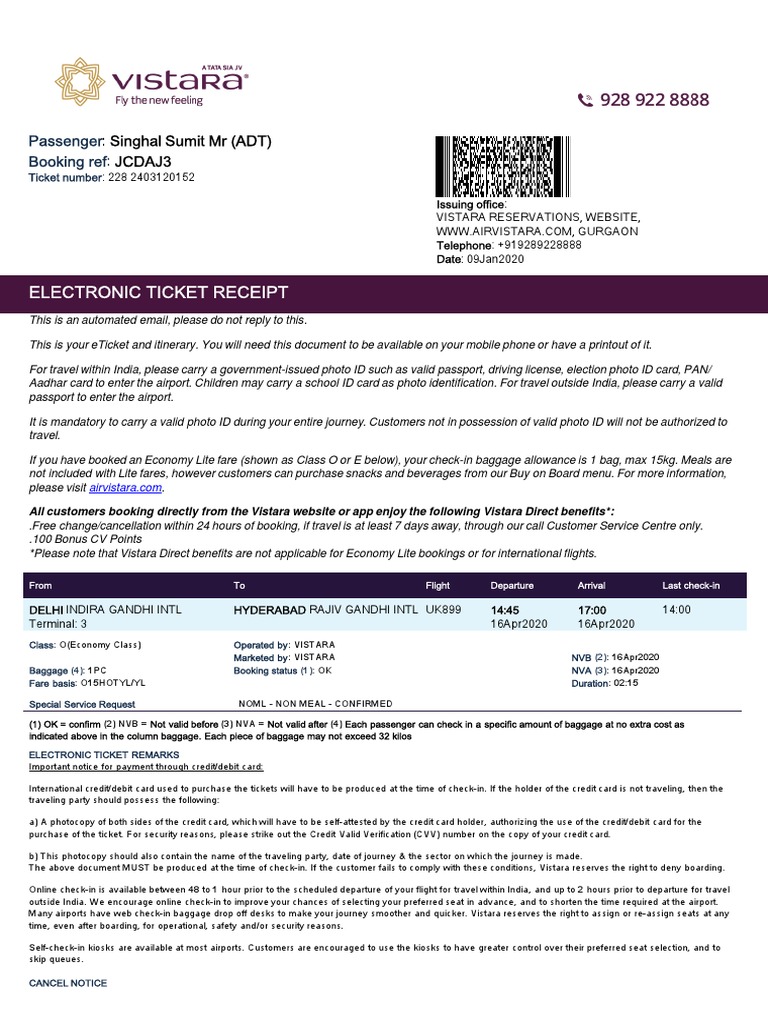 Your Electronic Ticket-EMD Receipt | PDF | Business Class | Credit Card