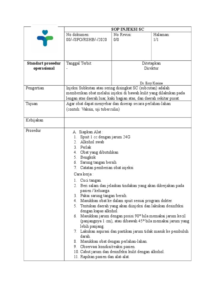 Sop Injeksi SC | PDF