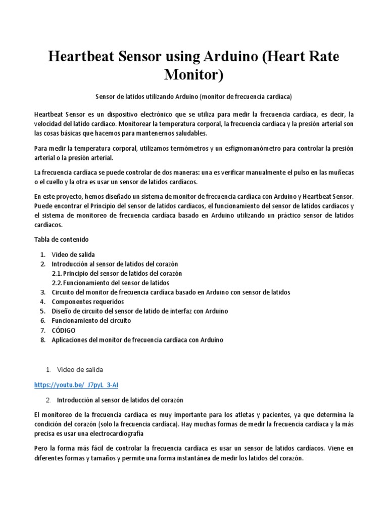 Heartbeat Sensor Using Arduino | PDF | Amplificador operacional | Corazón