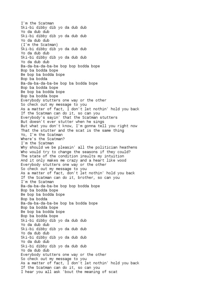Scatman (Ski-Ba-Bop-Ba-Dop-Bop) by Scatman John - 1994 English | PDF ...