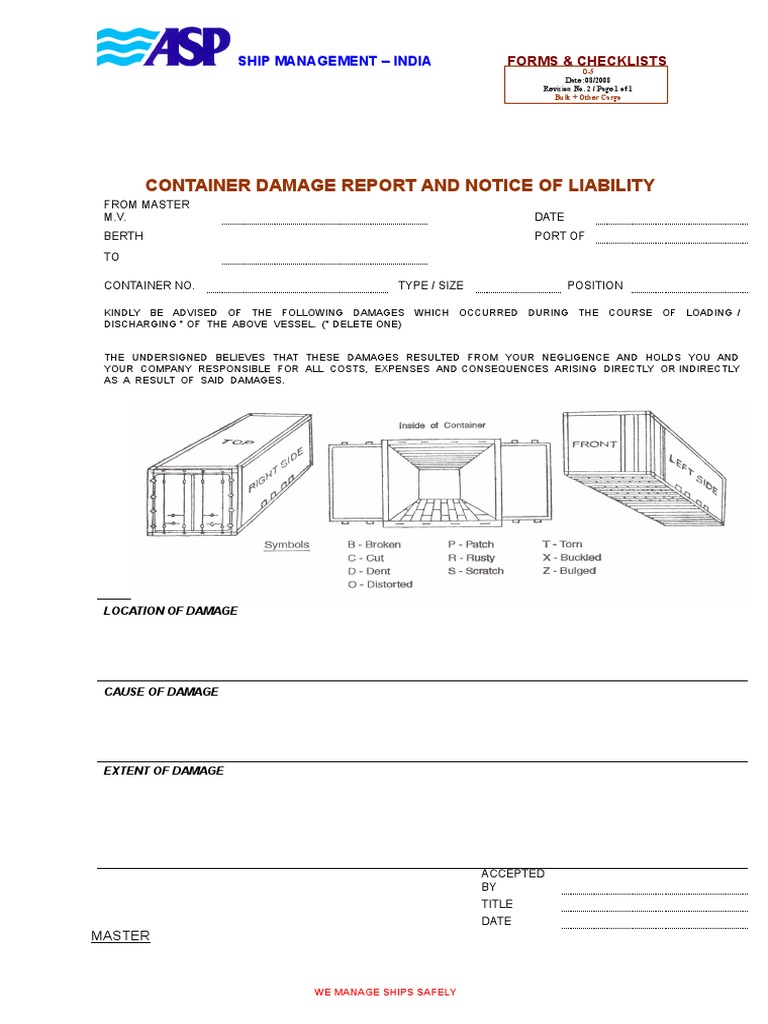 O-5 - Container Damage Report and Notice of Liability-Contain | PDF