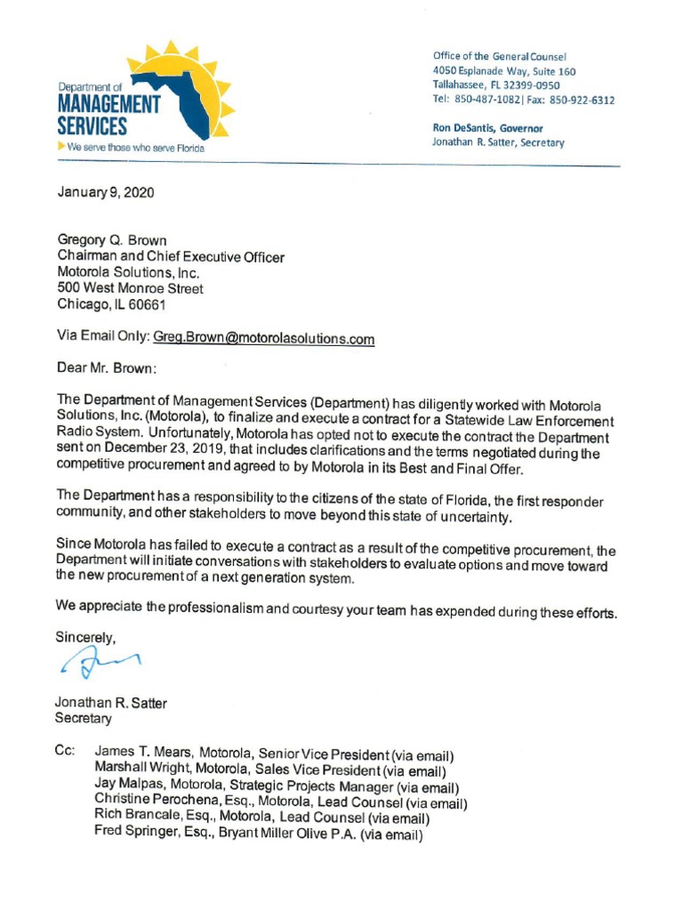 DMS Letter To Motorola