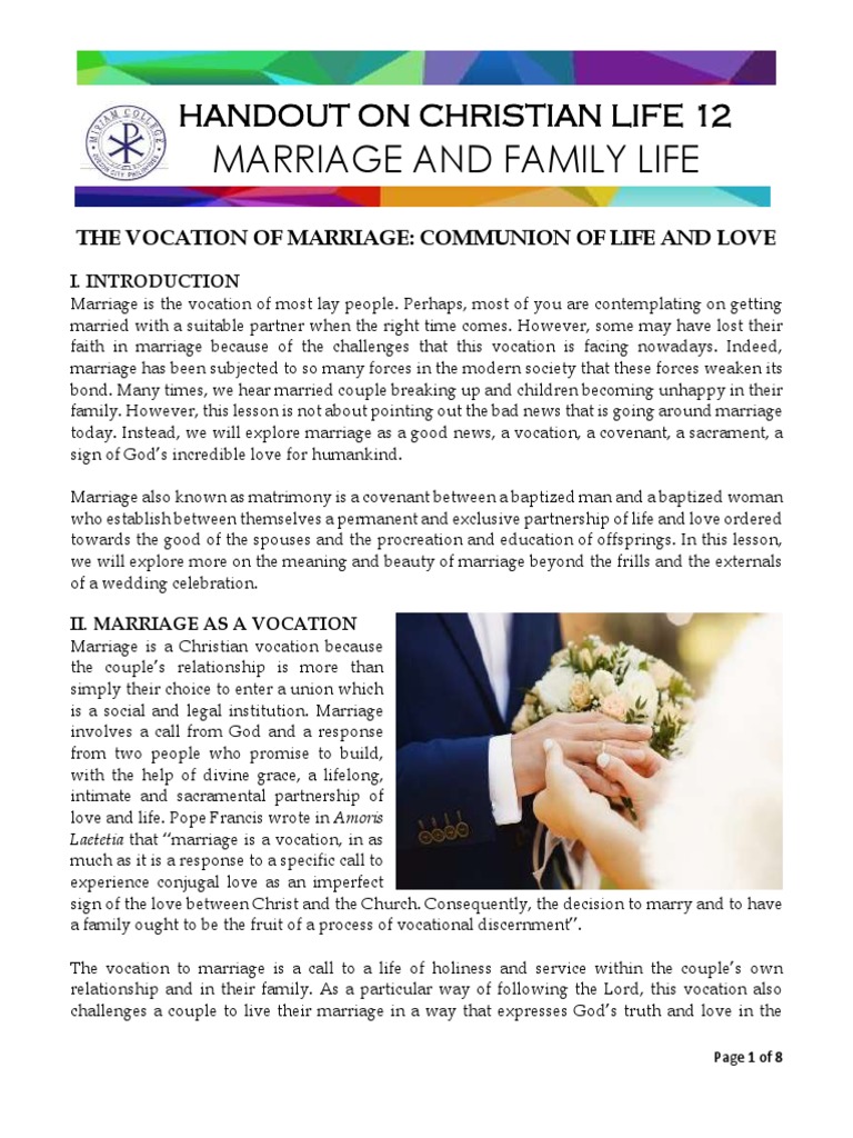 Marriage Vocation | PDF | Marriage | Sacraments