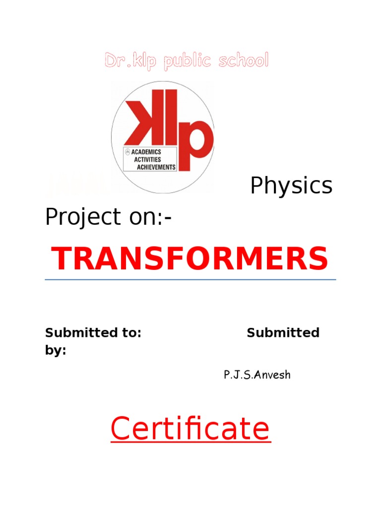 Class 12 Physics Project on Transformers | PDF | Transformer | Inductor