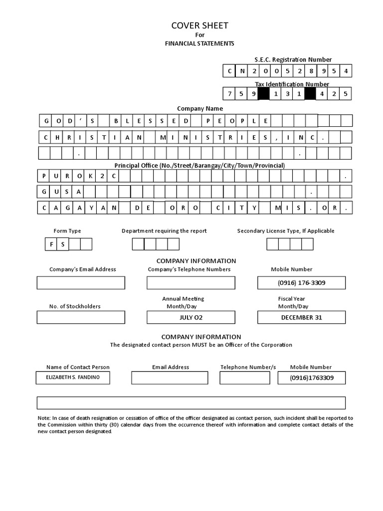 Cover Sheet FS | PDF | Revenue | Government