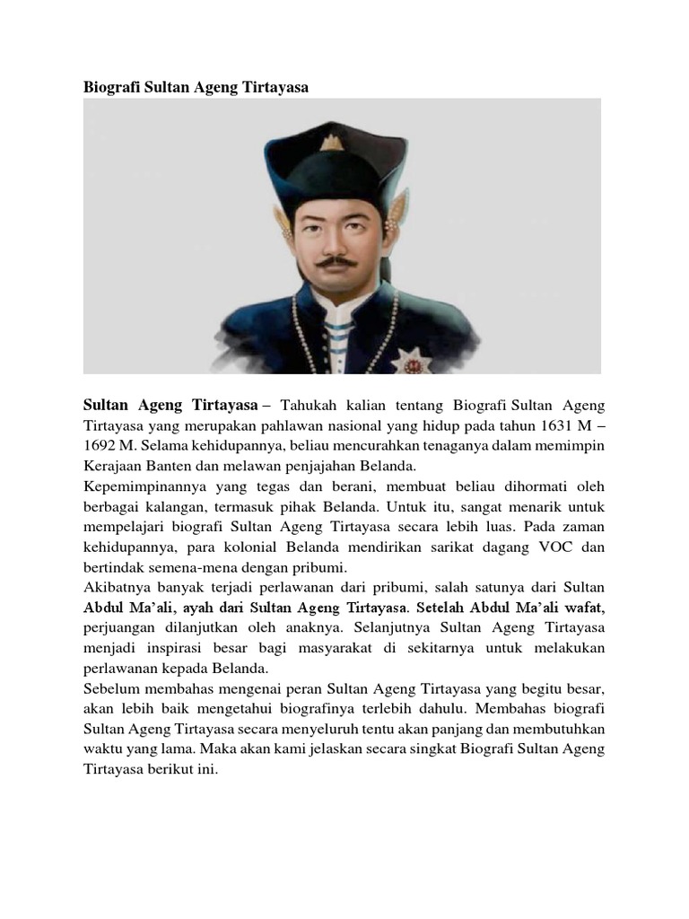 Biografi Sultan Ageng Tirtayasa | PDF | Sejarah