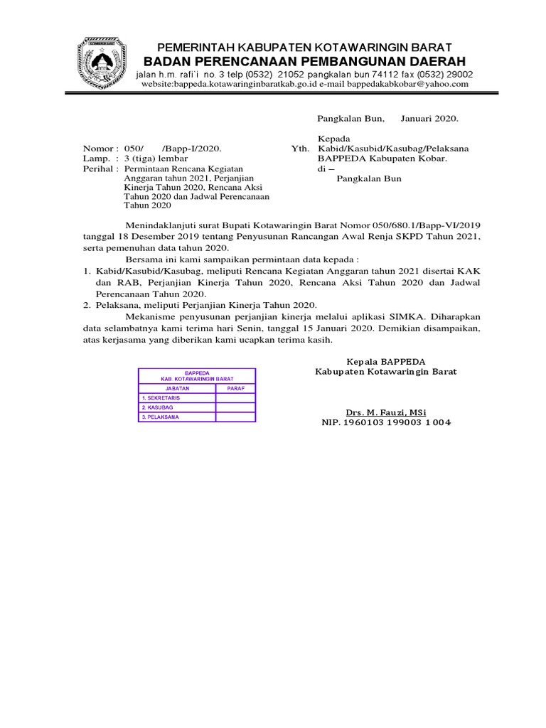 Surat Permintaan RKA 2021 | PDF