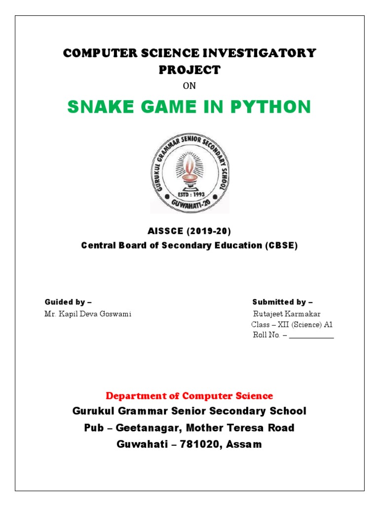 Computer Science Investigatory Project Ruttajeet Pdf Python 0933