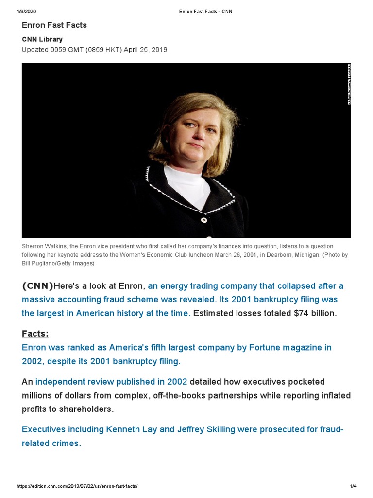 Enron Fast Facts - CNN | PDF | Enron | Corporate Law