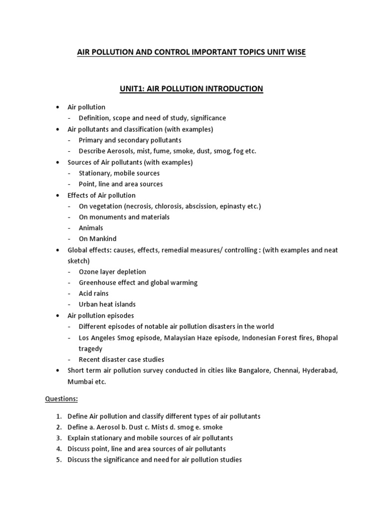 Air Pollution Study Guide | PDF | Air Pollution | Atmosphere Of Earth