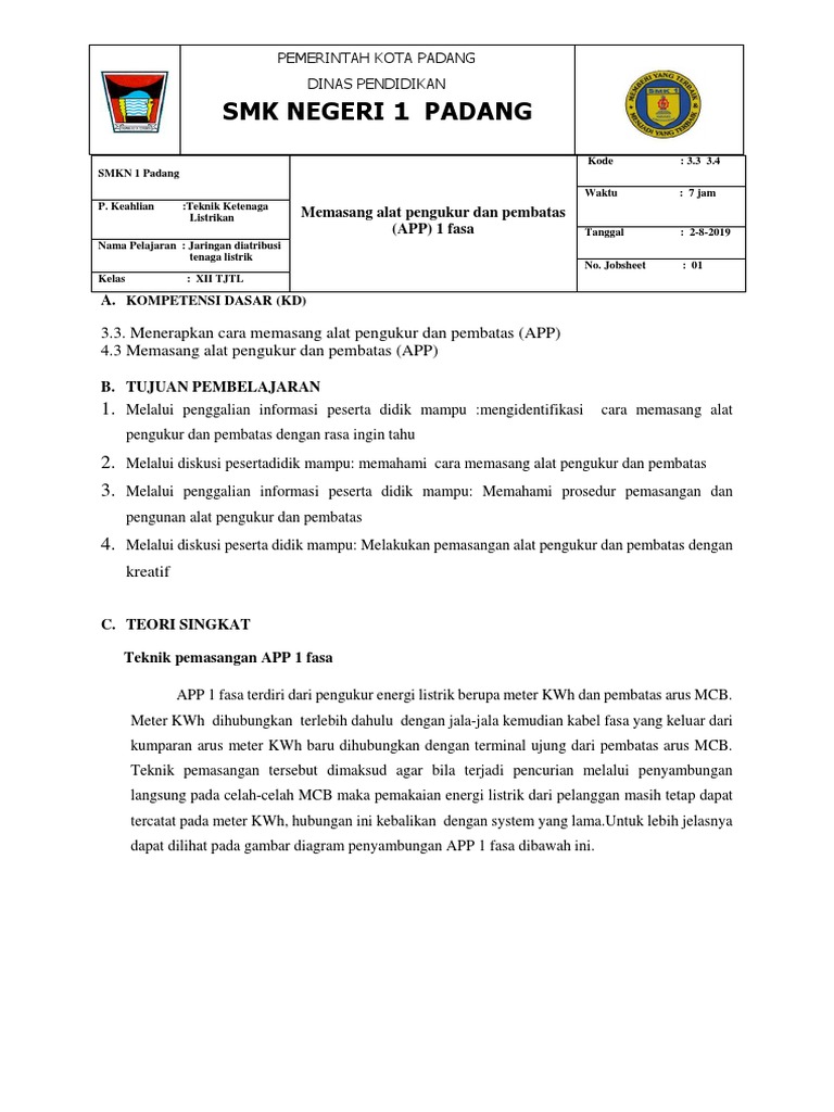 Jobshet Siap 1 | PDF