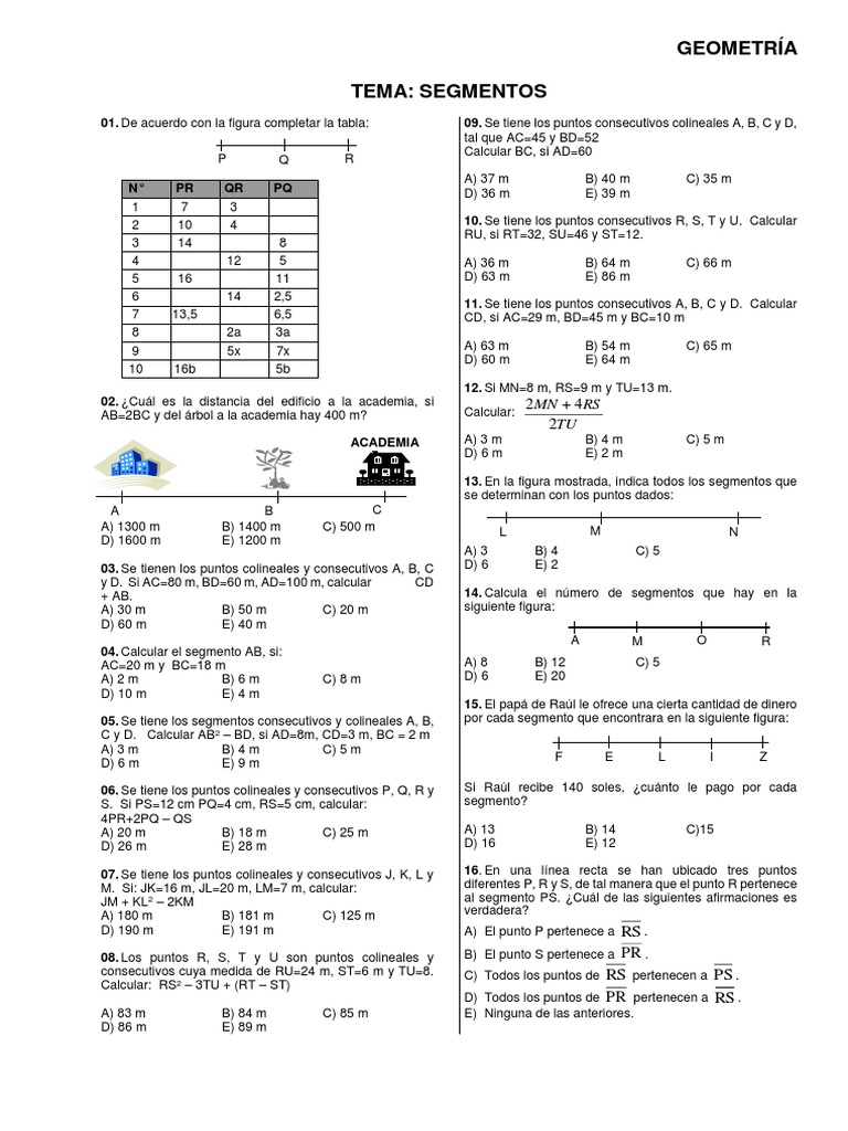 Tema Segmentos | PDF | Geometría | Espacio