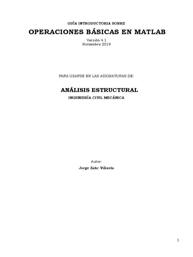 Operaciones Básicas en Matlab | PDF | Matriz (Matemáticas) | Interfaz ...