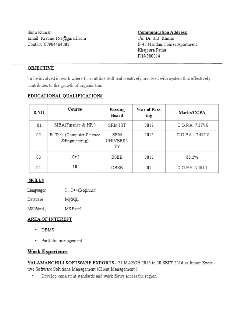 Sonu RESUME F PDF | PDF | Databases | Computing