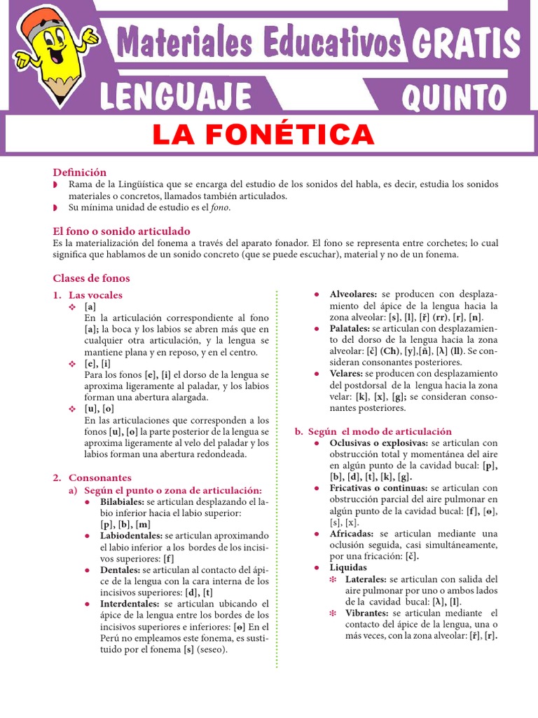 5fonética y Fono para Quinto Grado de Secundaria - Compressed | PDF ...