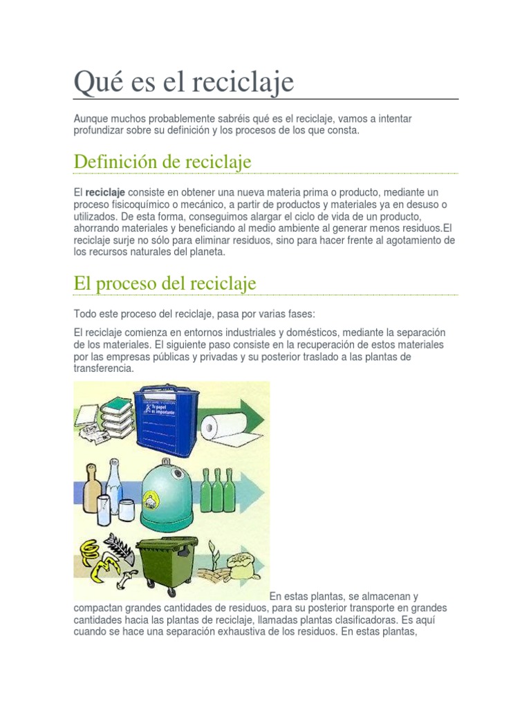 Definición y Proceso del Reciclaje | PDF | Reciclaje | Papel