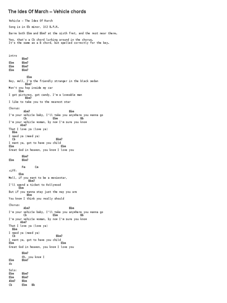 Vehicle Ides of March | Musical Forms | Recorded Music