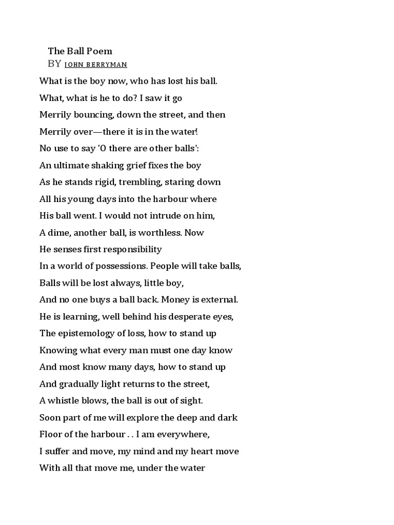 Summary of "The Ball Poem" | PDF | Grief | Epistemology