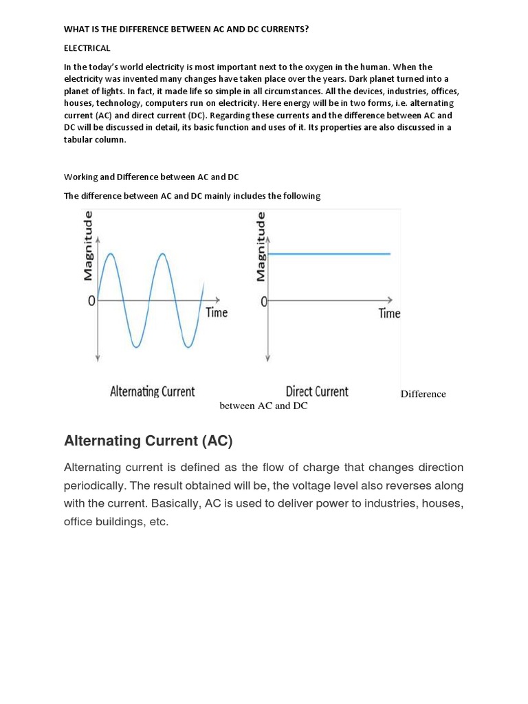 What Is The Difference Between Ac and DC Currents | PDF | Temperature ...