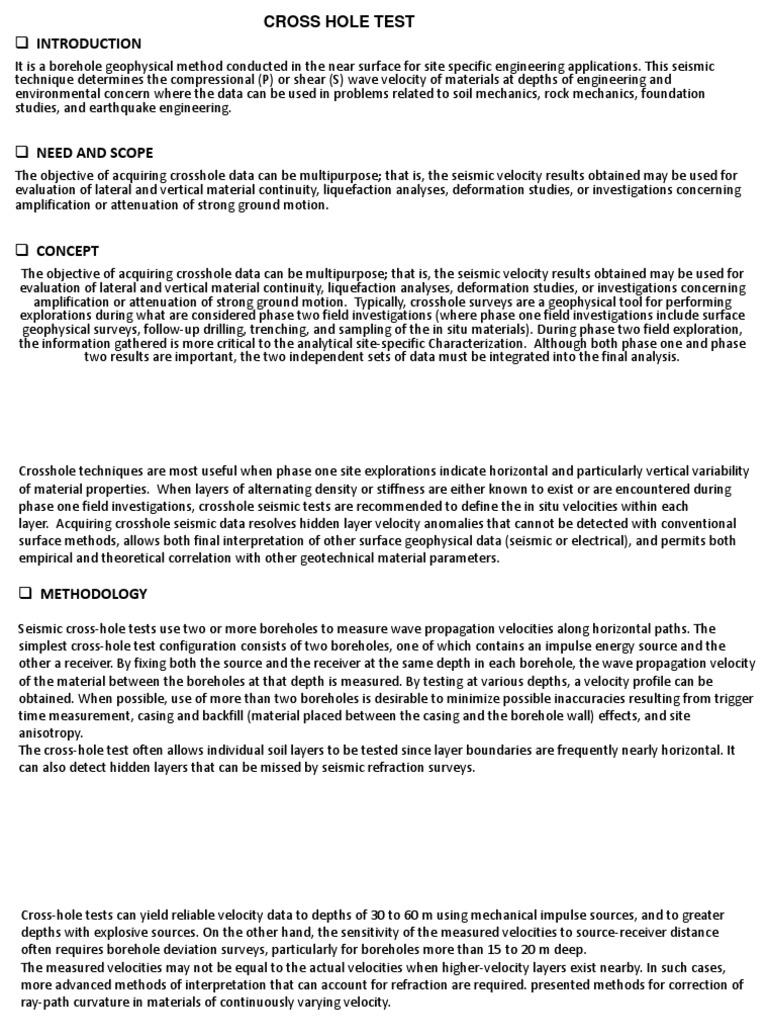 Cross Hole Test | PDF | Seismology | Reflection Seismology