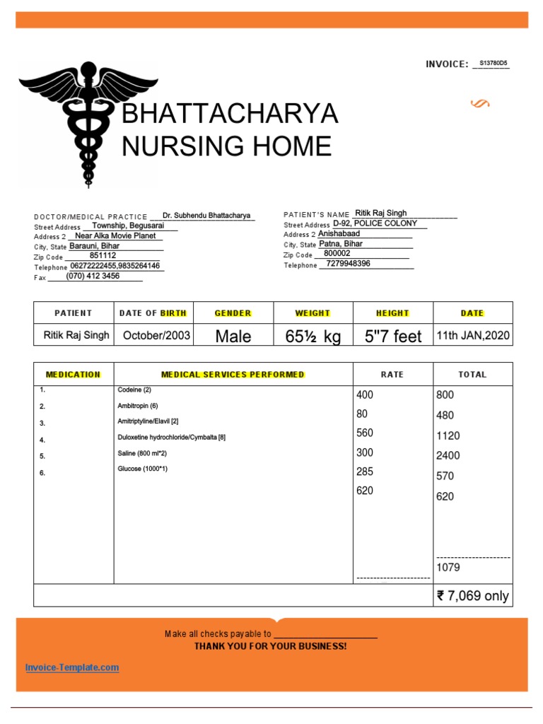 Medical Bill | PDF | Rtt | Drugs Acting On The Nervous System