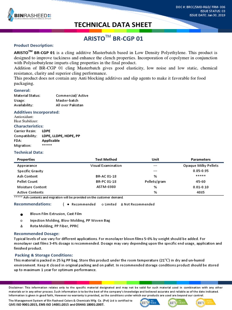 Aristo BR-CGP 01 PDF | PDF | Polyethylene | Amorphous Solid