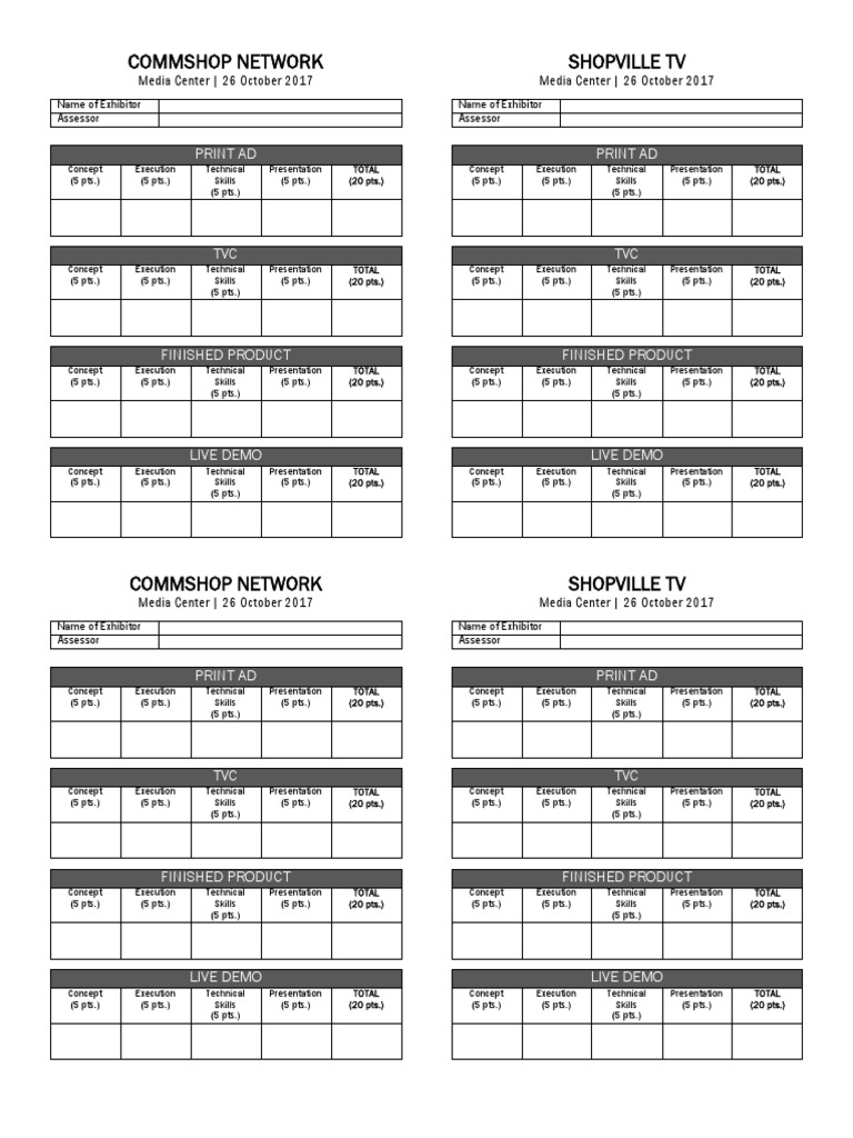 Event Ratings Assessment Criteria | PDF