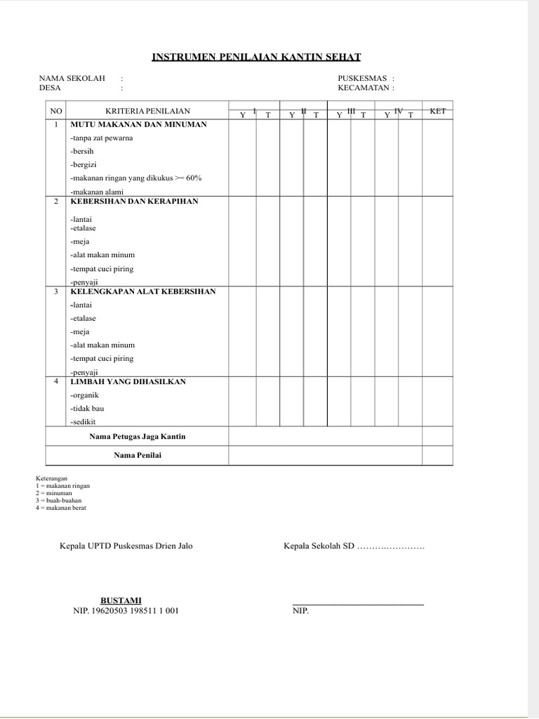 Instrumen Penilaian Kantin Sehat | PDF | Kesehatan Holistik