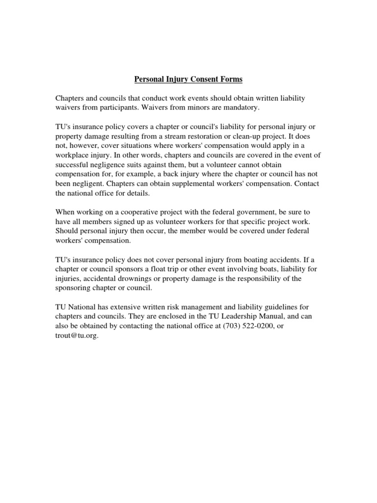 Personal Injury Liability Waiver Form | PDF | Workers' Compensation ...