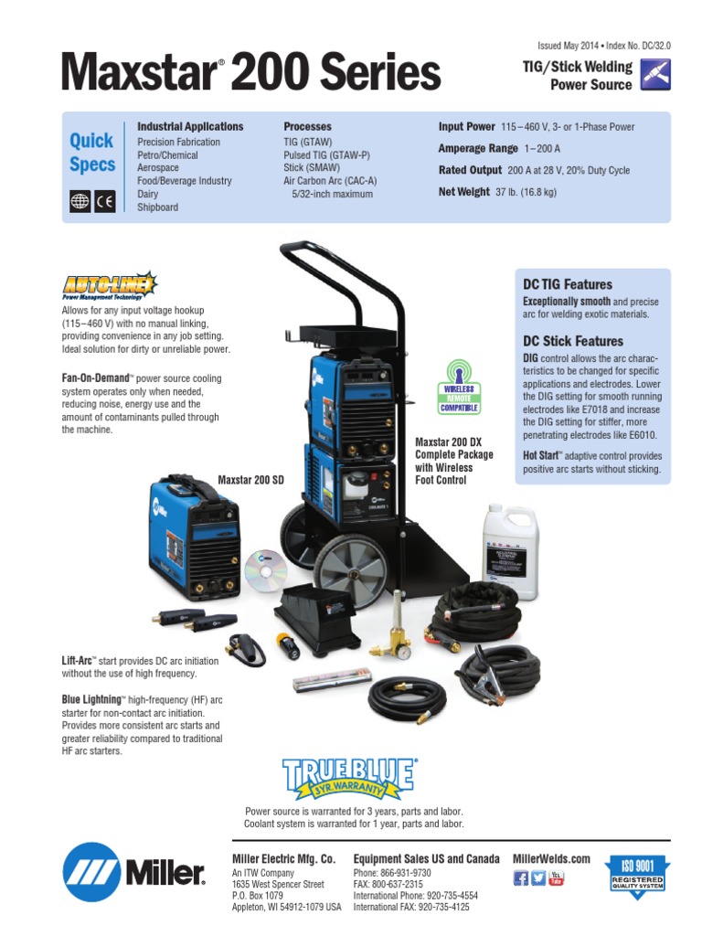 Maxstar 200 Spec Sheet | PDF | Welding | Construction
