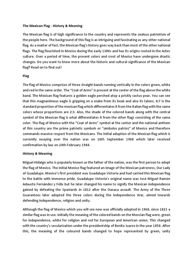 The Mexican Flag - History & Meaning | PDF | Flag | Mexico