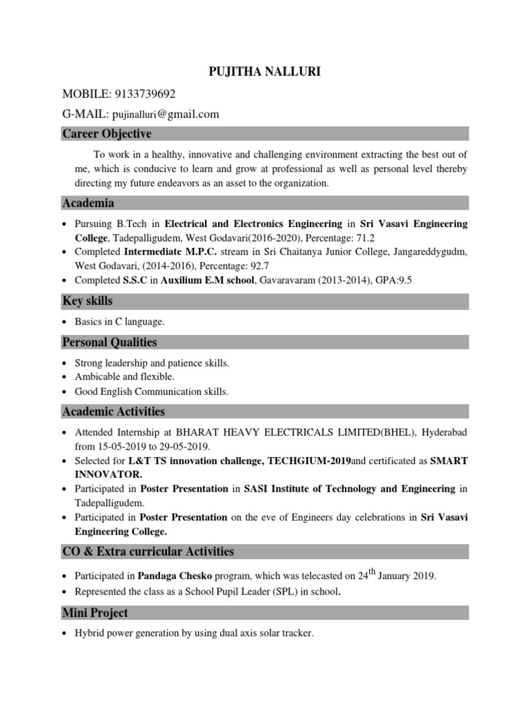 PUJITHA NALLURI Resume | PDF
