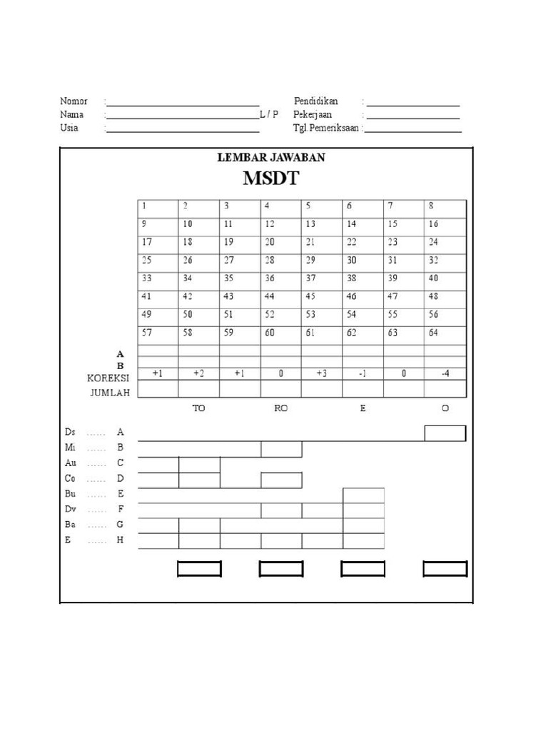 Lembar Jawaban MSDT | PDF