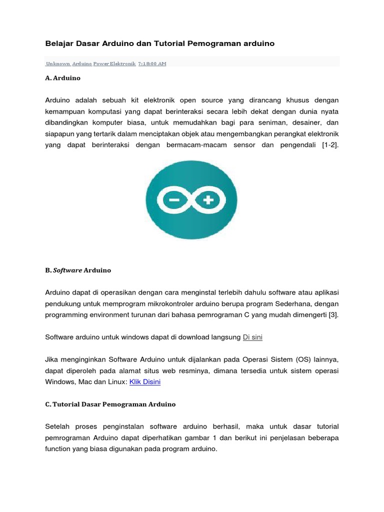 Belajar Dasar Arduino Dan Tutorial Pemograman Arduino | PDF