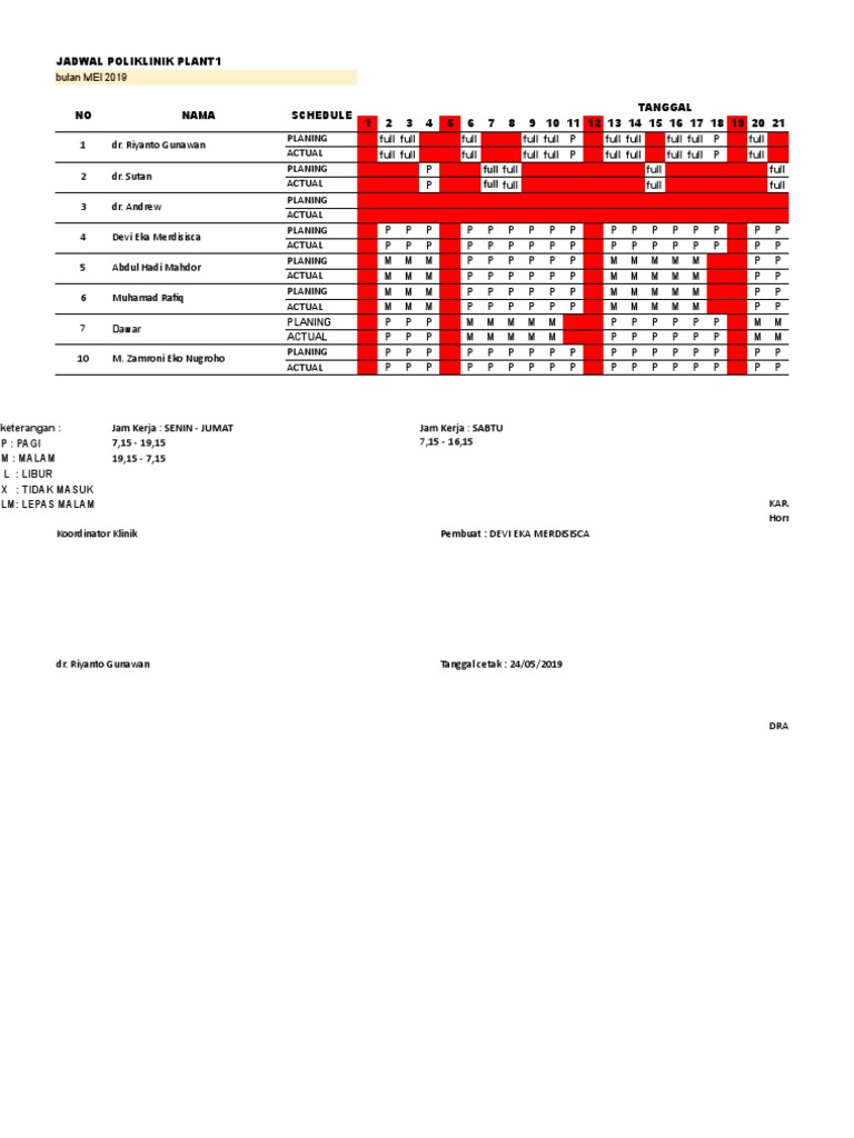 JADWAL POLIKLINIK Royal Progress (DESEMBER) | PDF