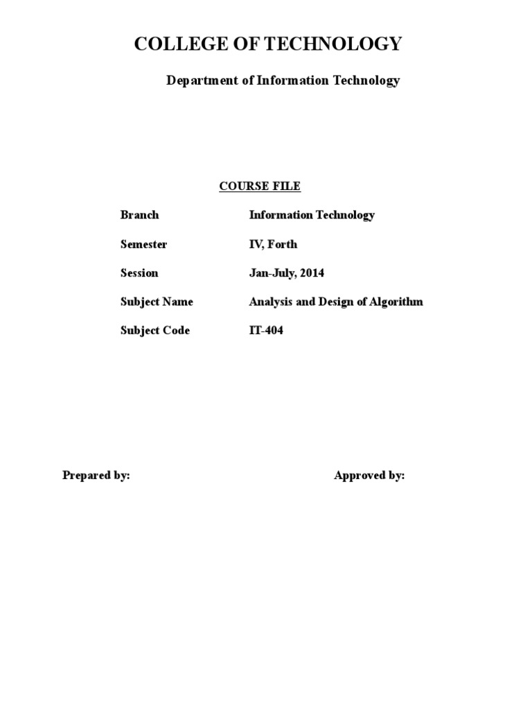 Course File Analysis and Design of Algorithm | PDF | Time Complexity | Dynamic Programming