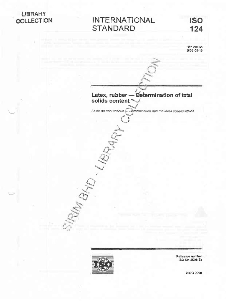 Iso 124 2008 Latex Rubber - Determination of TSC | PDF | Natural ...