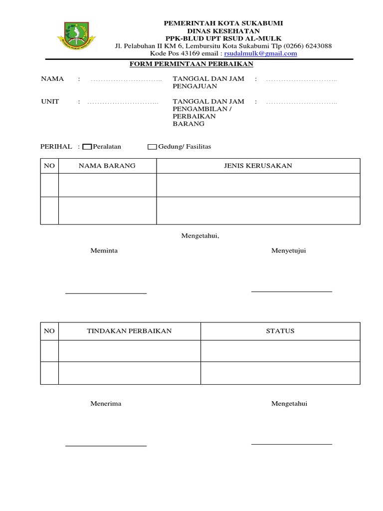 Form Permintaan Perbaikan | PDF
