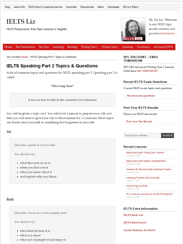 IELTS Speaking Part 2 Topics & Questions | PDF | International English ...