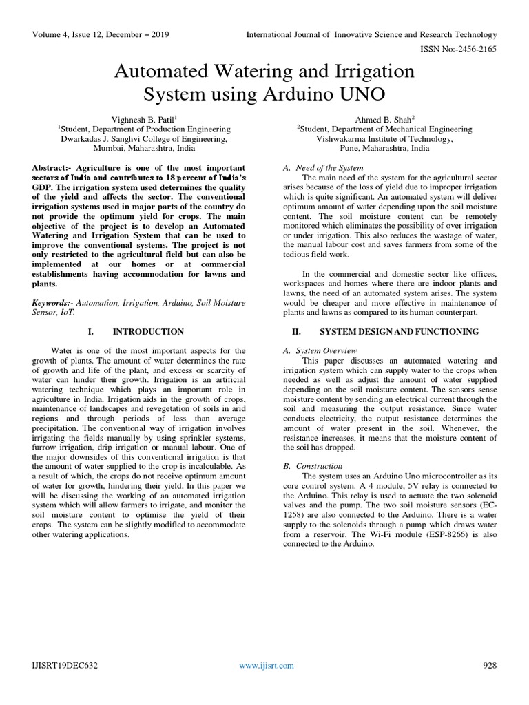 Automated Watering and Irrigation System Using Arduino UNO | PDF ...