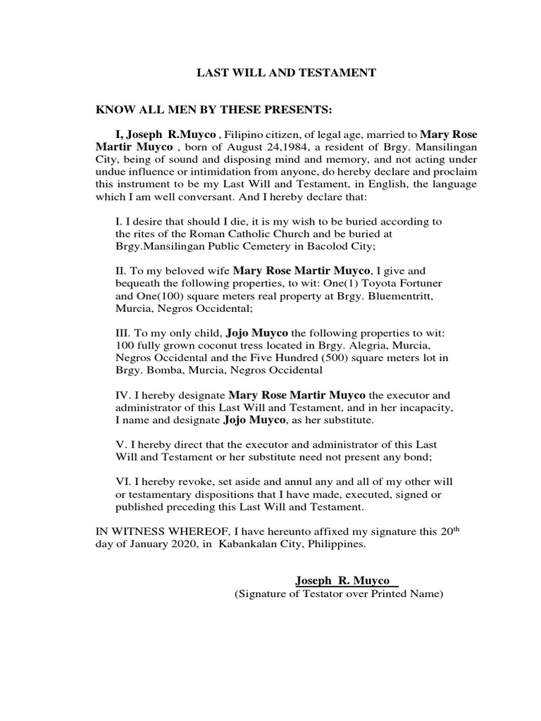 Notarial Will | PDF | Will And Testament | Property