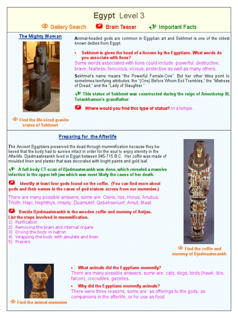 Egypt Answer Guide Elem-1 | PDF | Mummy | Ancient Egyptian Religion