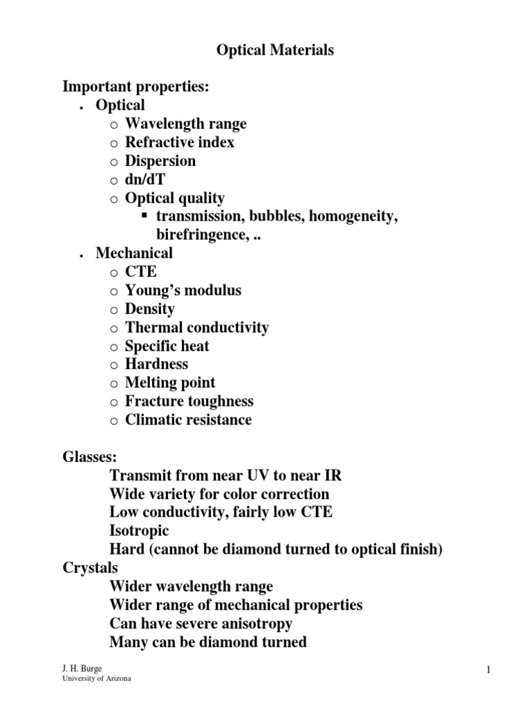 Optical Materials & Properties | PDF | Strength Of Materials | Hardness