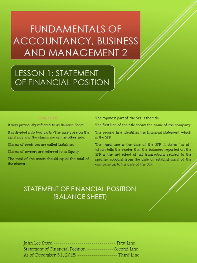 elements of SFP | Balance Sheet | Equity (Finance)