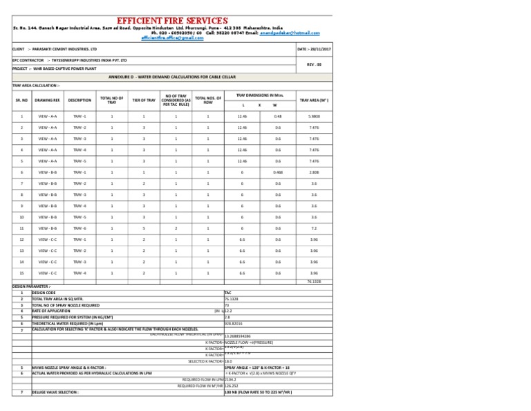 Annexure D - For Cable Cellar MVWS System | PDF | Fluid Mechanics ...